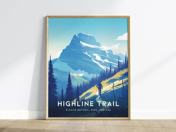 Highline Trail Poster | Glacier National Park Hiker Wall Art | Framed ...
